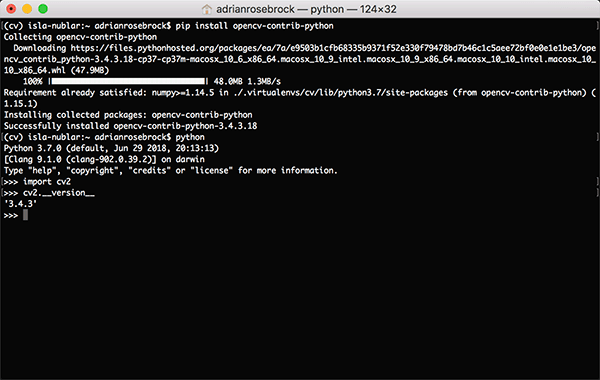 Pip Install OpenCV PyImageSearch